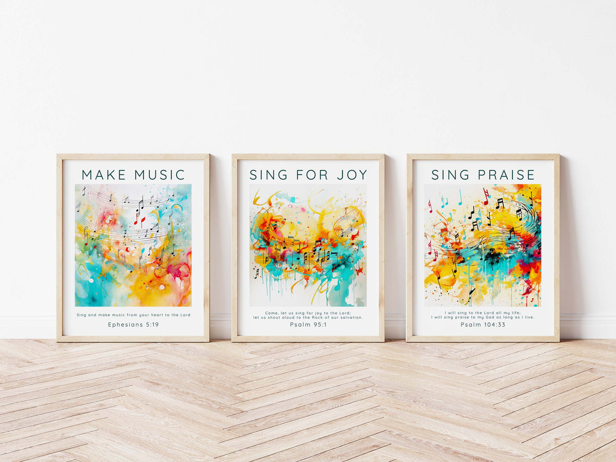 Scripture About Music, Christian Music Wall Art Bible Verse Decor ...