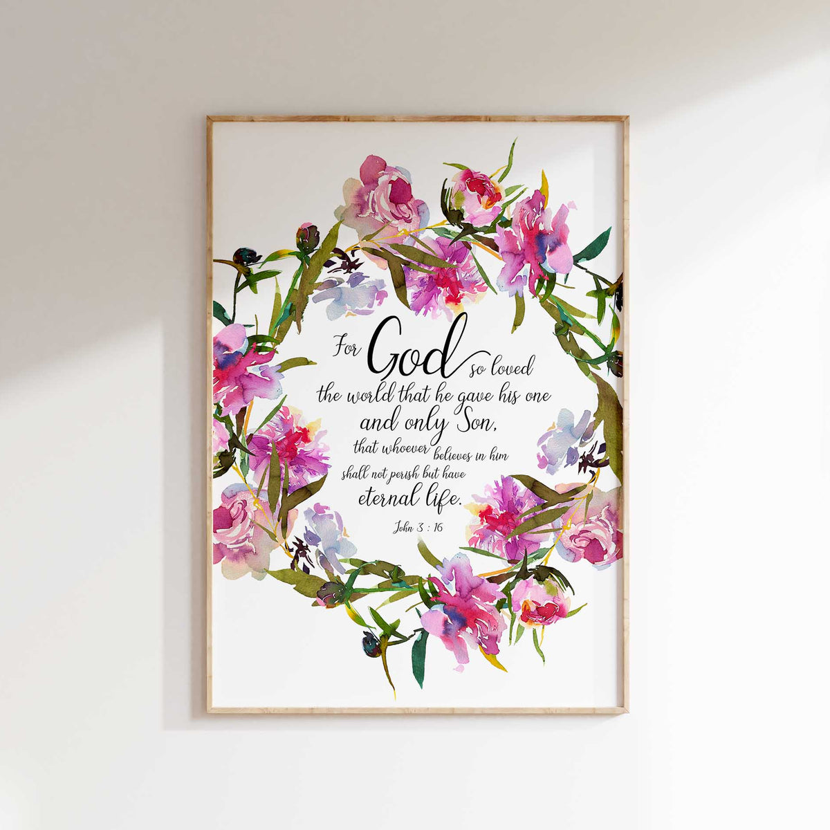 For God So Loved The World Bible Verse Wall Art, John 3 16 Christian S ...