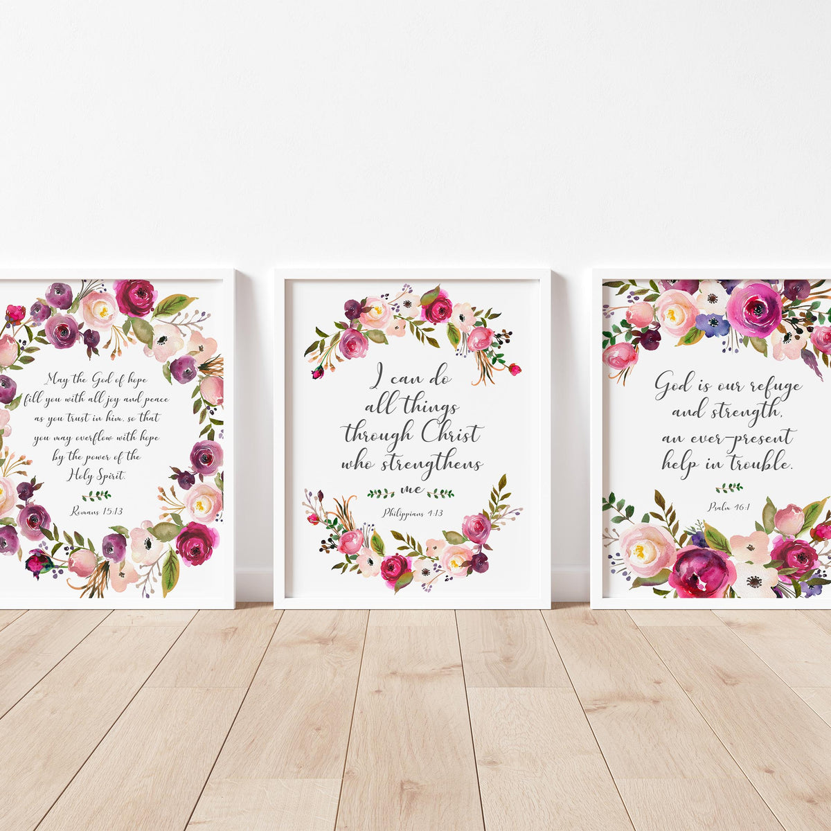 Floral Christian Prints, Flower Pictures with Bible Verses Wall Art ...
