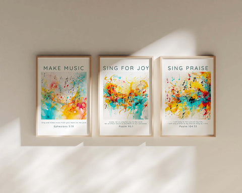 Scripture About Music, Christian Music Wall Art Bible Verse Decor ...