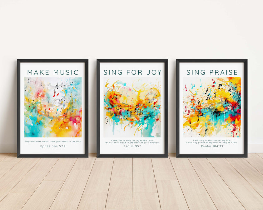 Scripture About Music, Christian Music Wall Art Bible Verse Decor ...