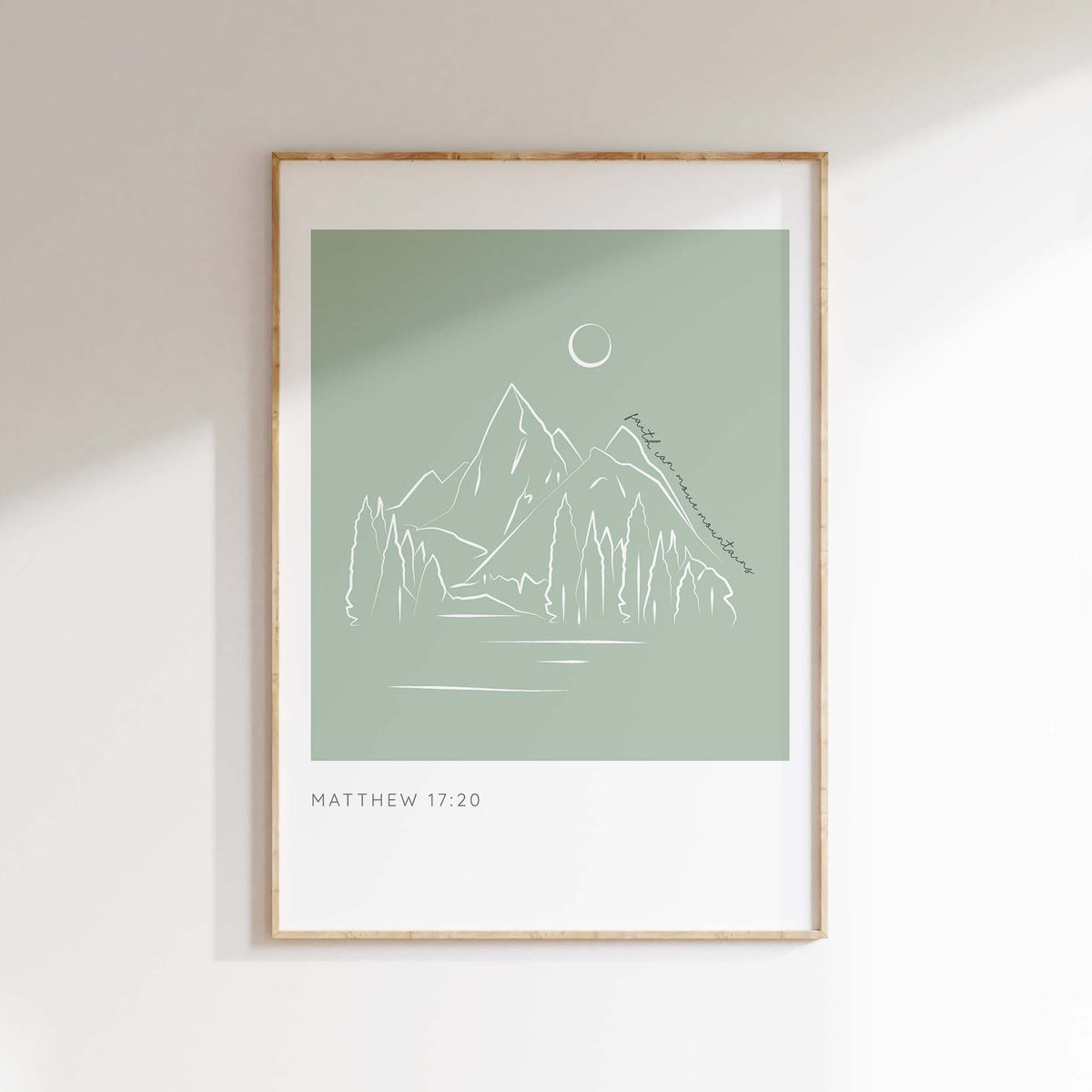 Faith Can Move Mountains Christian Line Art Print, Minimalist Bible Ve ...