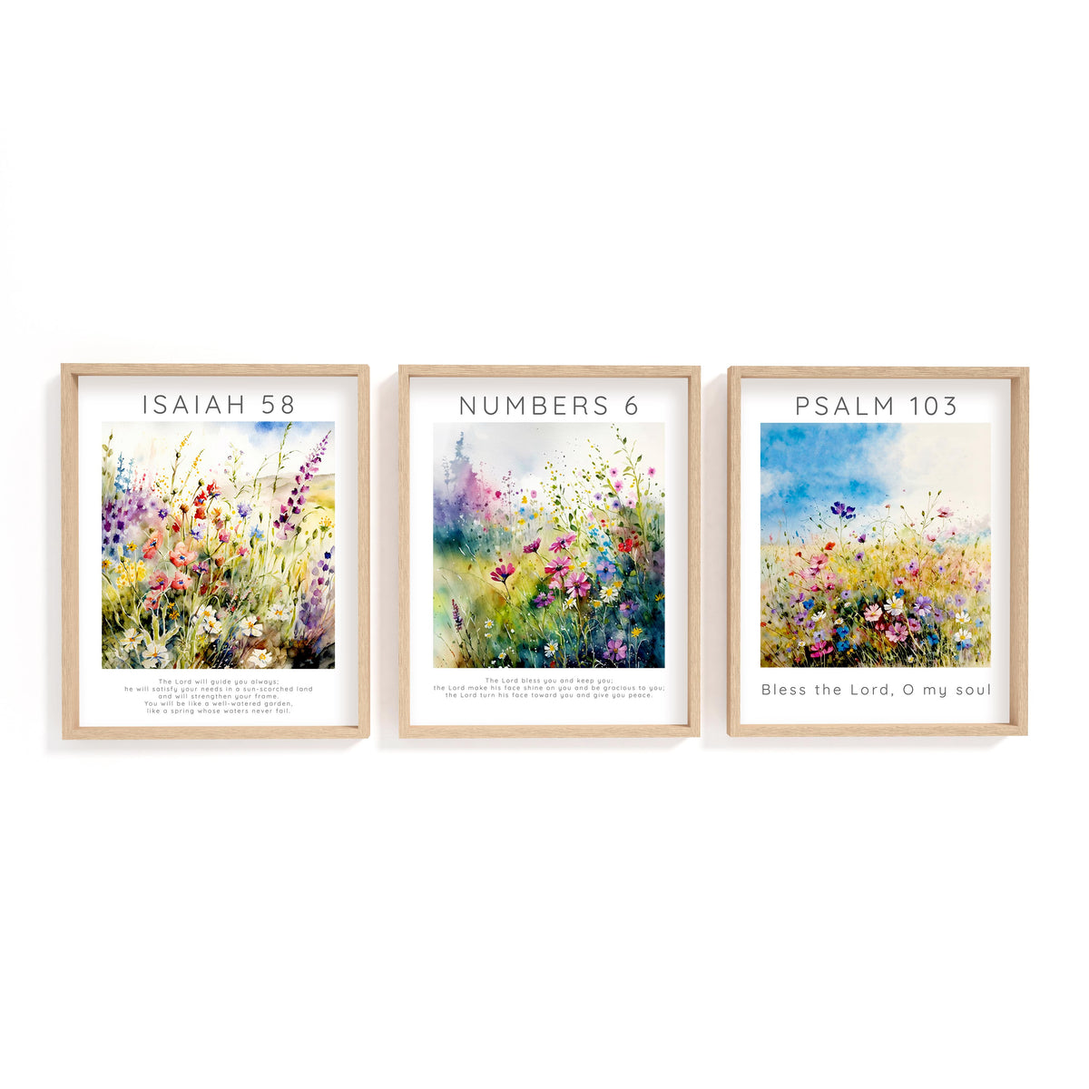 Flower Garden Christian Home Decor Print 3 Set, Modern Bible Verse Art ...