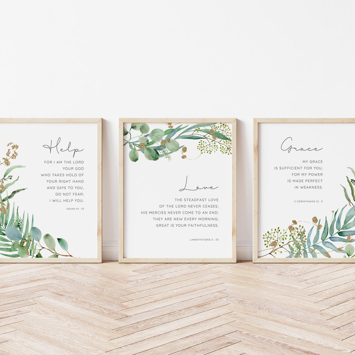 Gods Promises Bible Verses Art, Modern Botanical Scripture Print Set ...