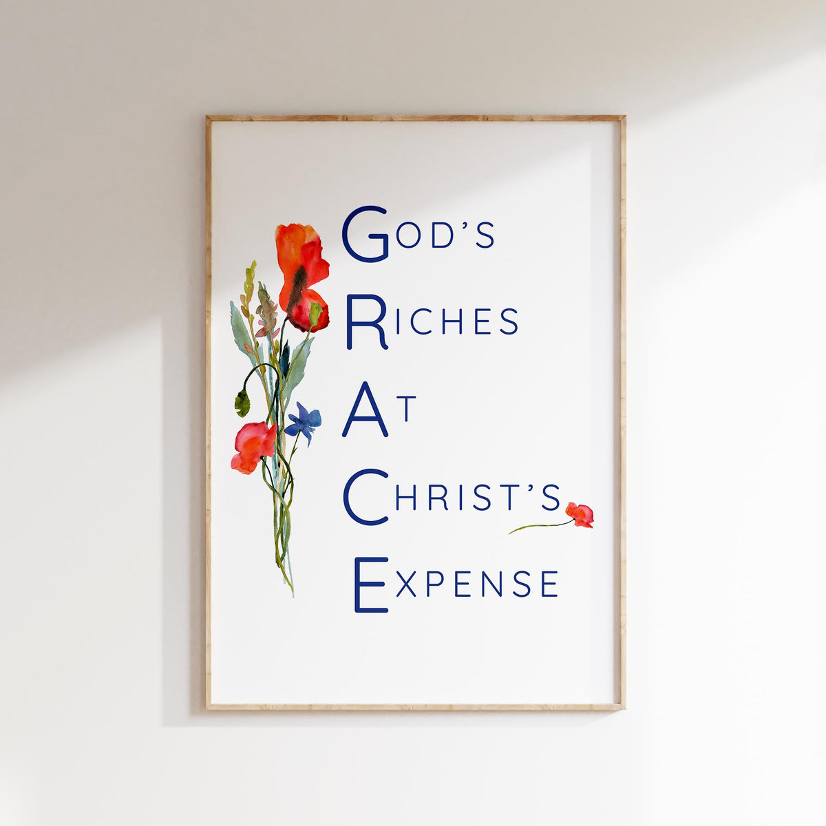 GRACE Print, Gods Riches At Christs Expense Wildflower Christian Art ...