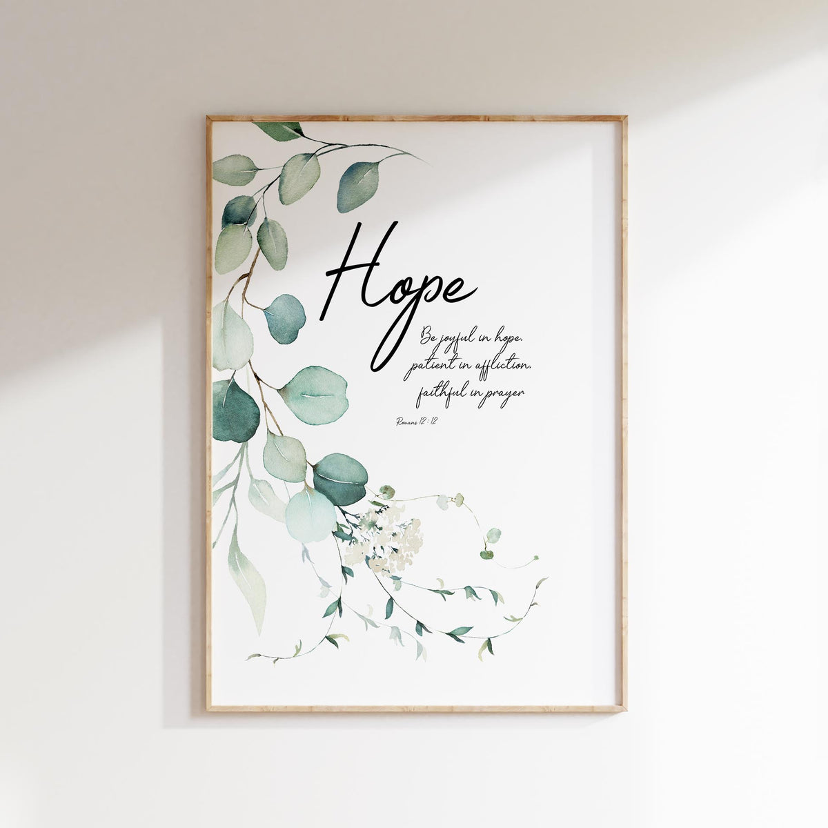 Be Joyful in Hope Wall Decor Print, Botanical Bible Verse Print, Roman ...