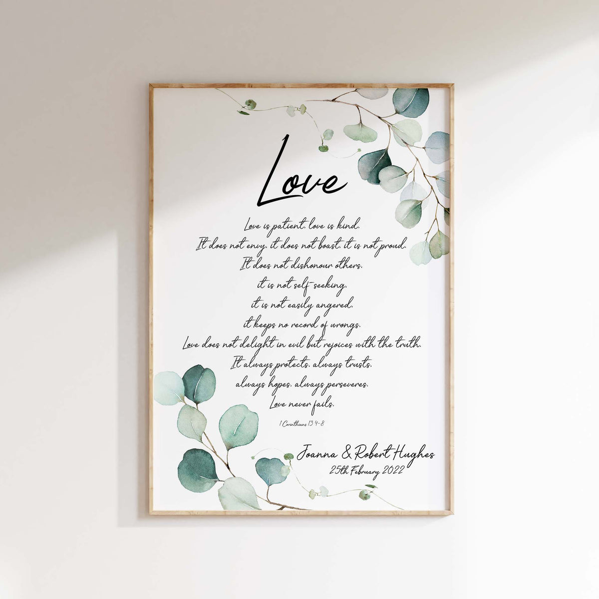 Personalised 1 Corinthians 13 Print, Bible Verses About Love Wall Art ...