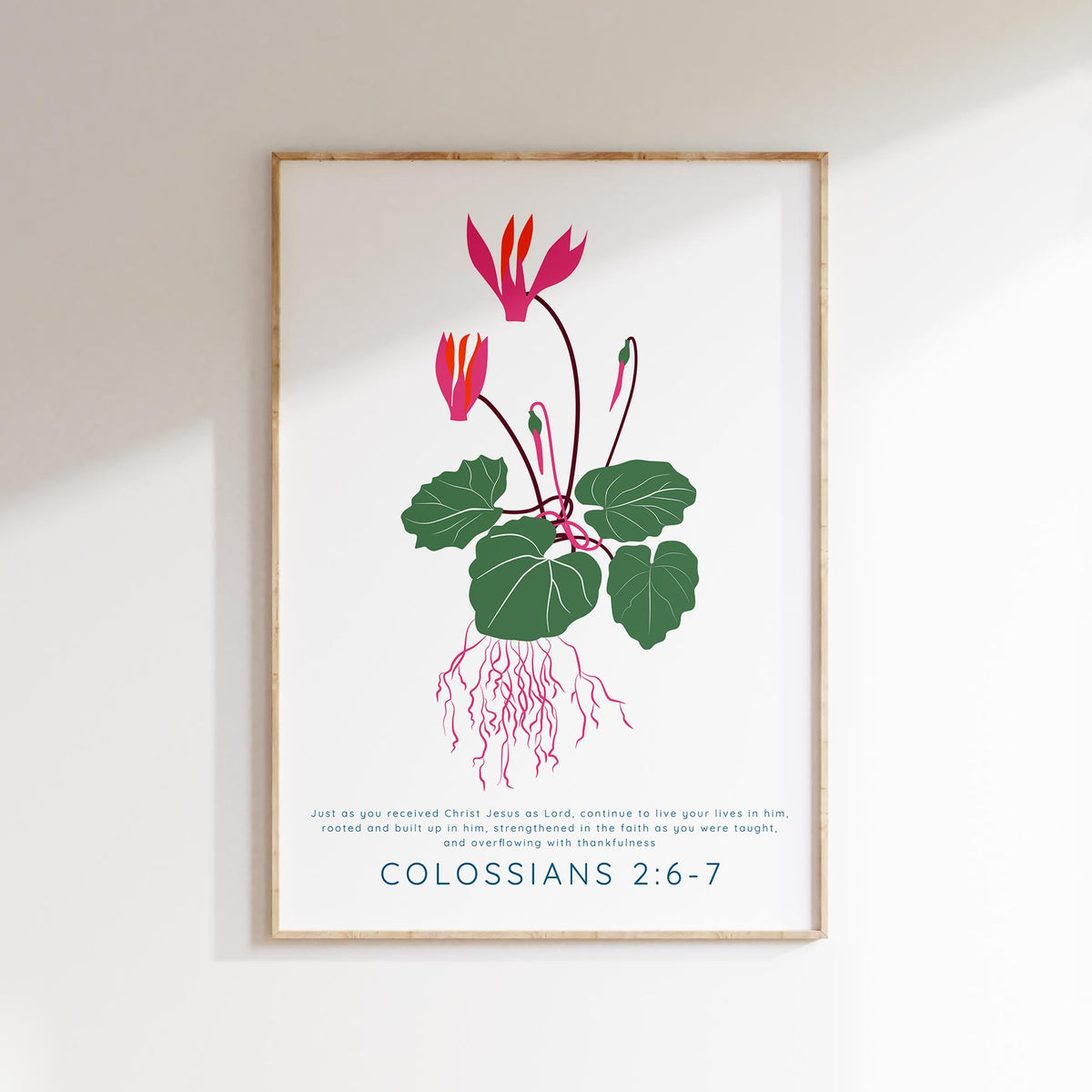 Rooted In Christ Thankfulness Print, Colossians 2 6-7 Floral Christian ...