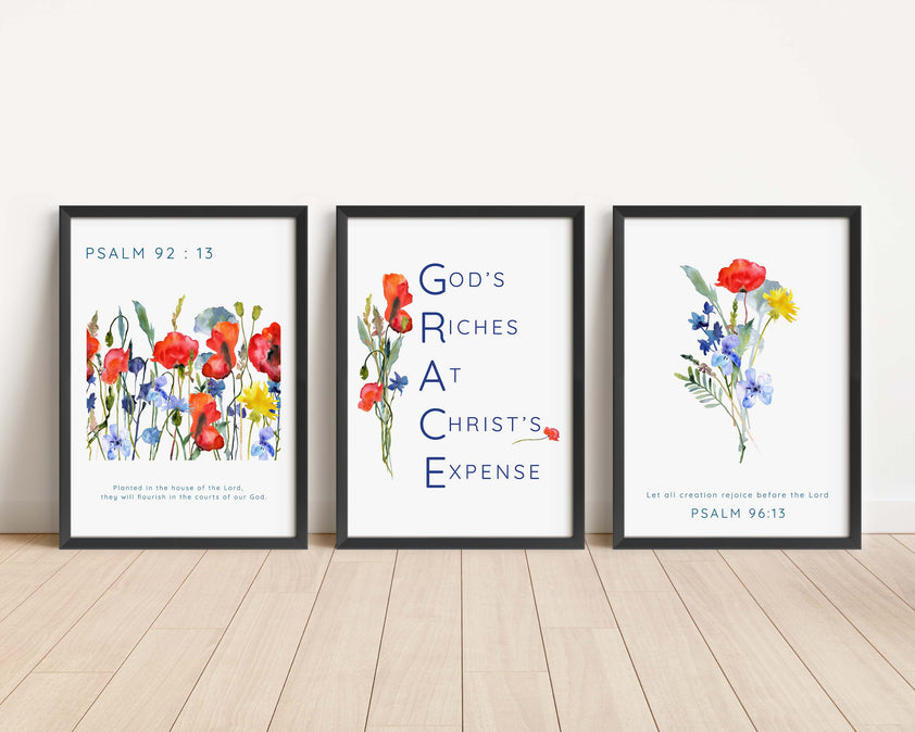 Wildflower Bible Verse Quotes, Floral Modern Scripture Wall Art ...