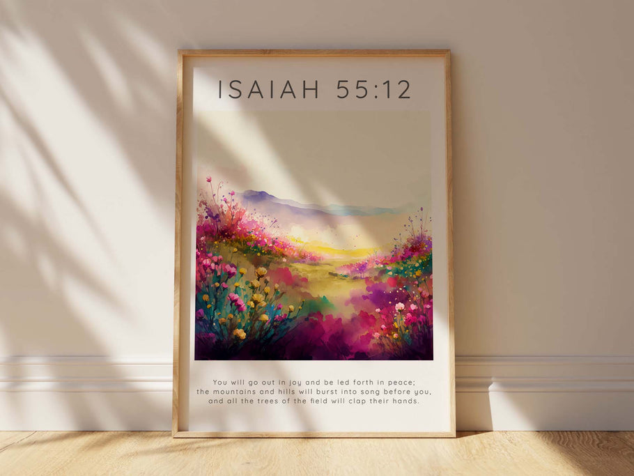 Isaiah 55 12 Christian Wall Art, 'You will go out in joy' Modern Scrip ...