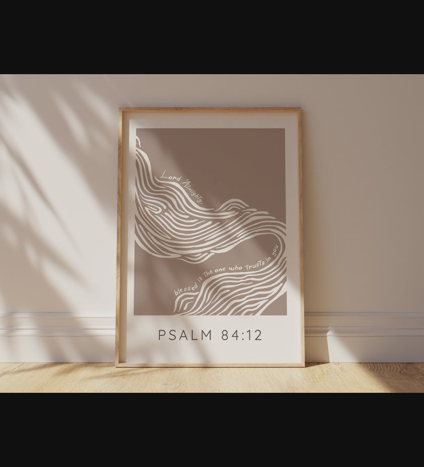 Psalm 84 12 Modern Christian Aesthetic Wall Decor Abstract Neutral ...