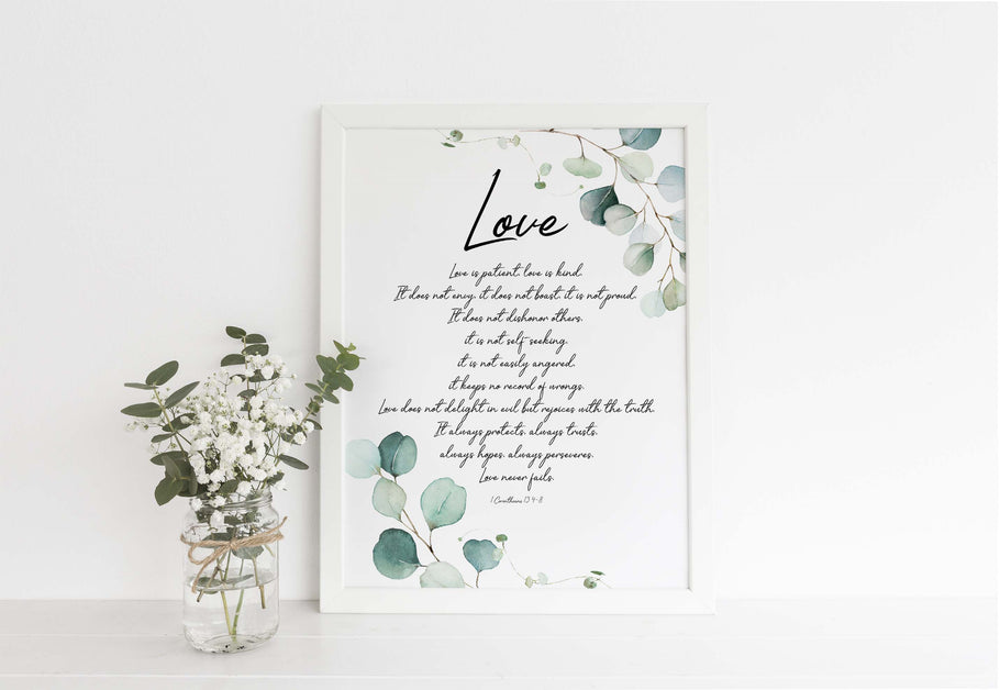 Personalised 1 Corinthians 13 Print, Bible Verses About Love Wall Art ...