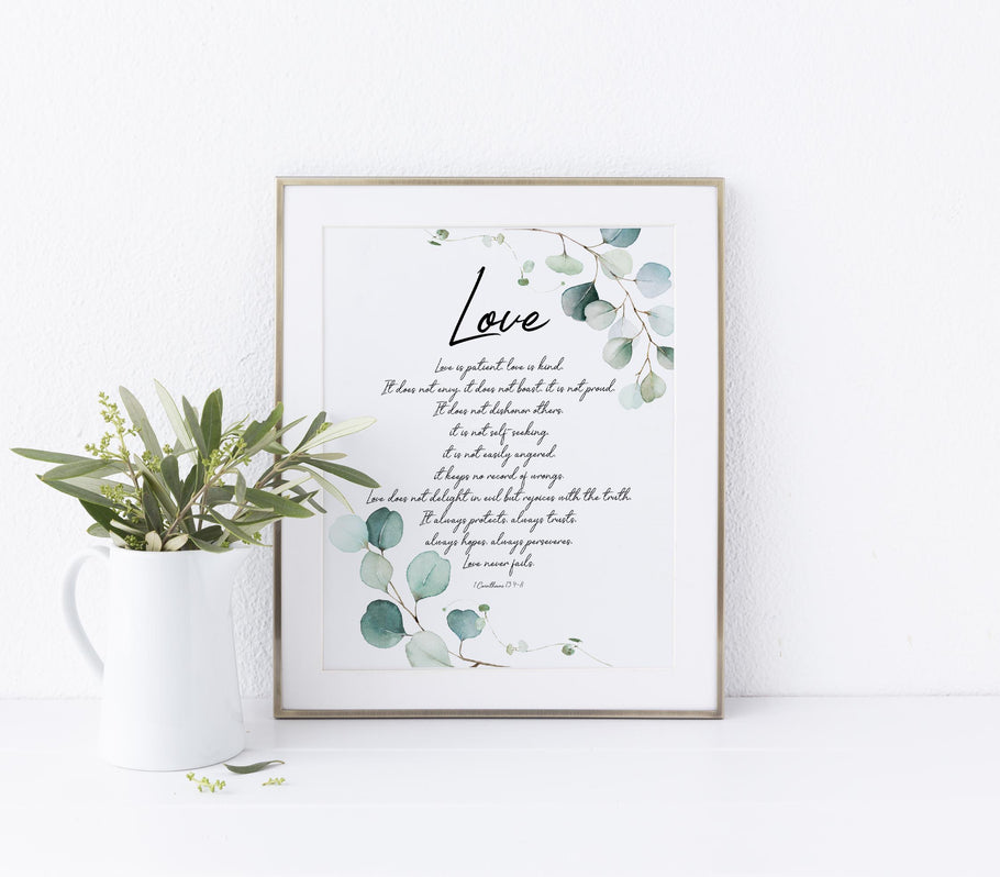 Personalised 1 Corinthians 13 Print, Bible Verses About Love Wall Art ...