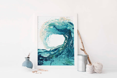 Abstract Ocean Wave Print For Wall, Ocean Prints UK, Wave Pictures ...