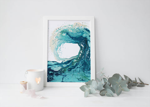 Abstract Ocean Wave Print For Wall, Ocean Prints UK, Wave Pictures ...