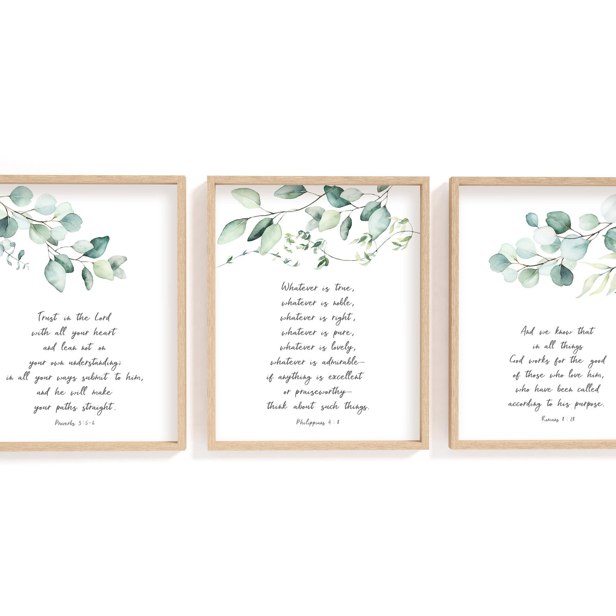 Bible Verse Print Set of 3, Christian Print Sets, Contemporary Art ...